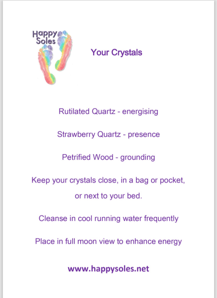 sample crystals client card - Happy Soles